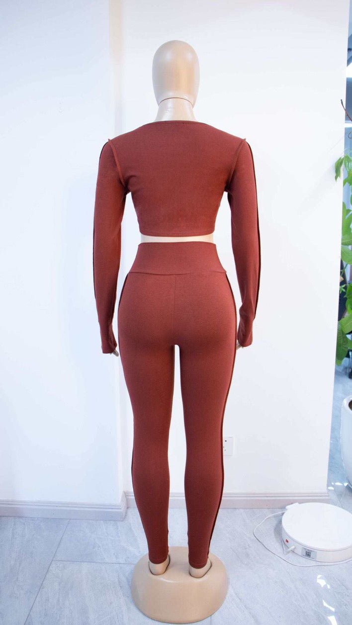 Rose Red Crop Contour Ribbed Bamboo Set – JusRédor